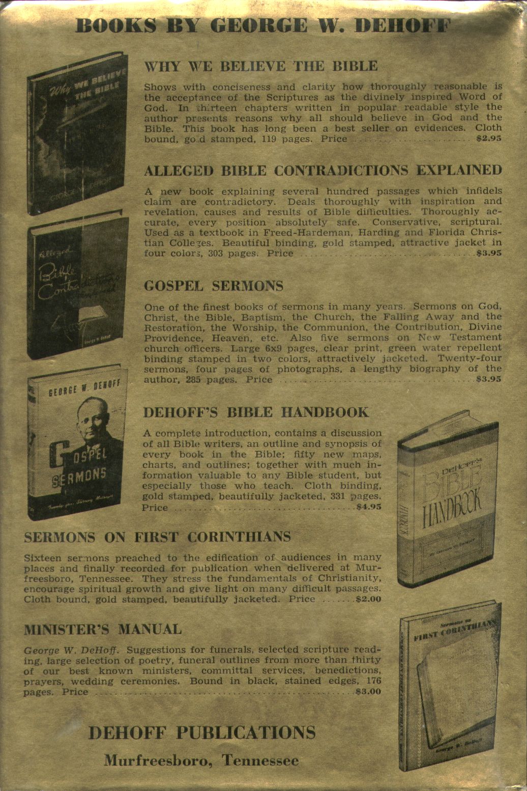 Why We Believe the Bible by George Washington DeHoff